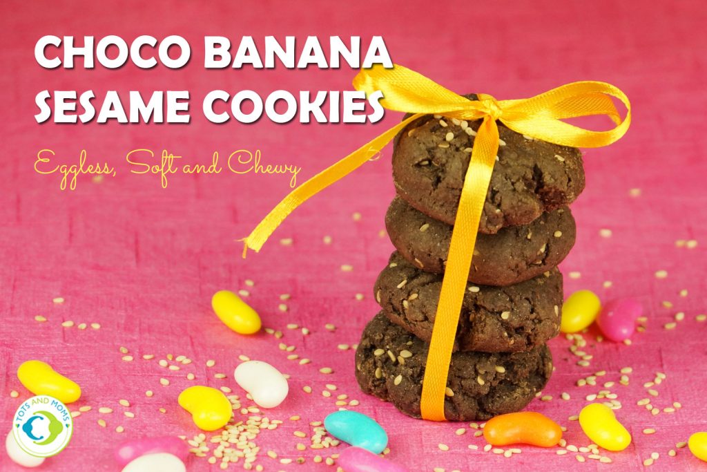 Eggless Choco Banana Sesame Cookies for Toddlers & Kids